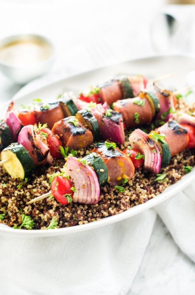 Sausage Kebabs with Grilled Veggies - Wendy Polisi
